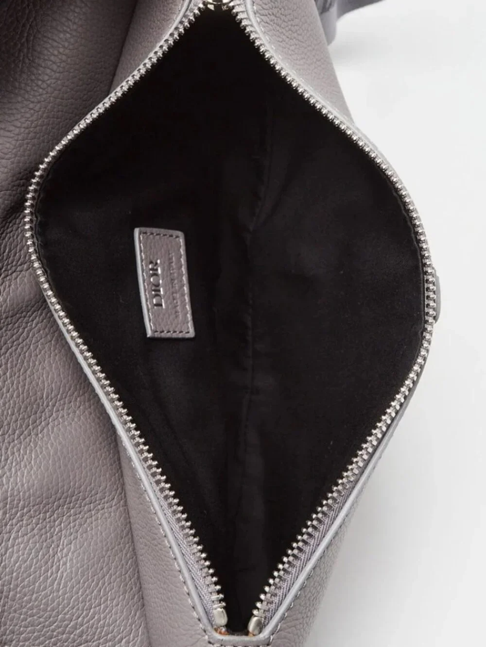 Dior | Bags | Christian Dior Grey Pebbled Leather Saddle Bag | Poshmark